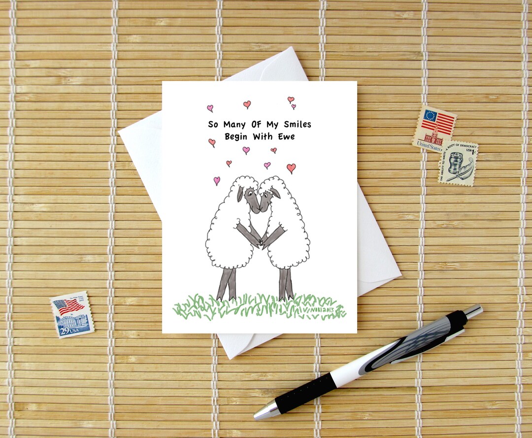 Nori's Critters 55 - Sheep in Love Valentine Card | Choose Caption and ...
