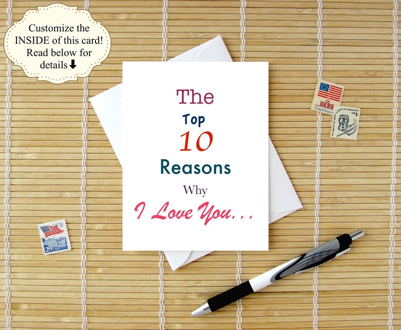 CUSTOM Top 10 Reasons Why I Love You We Print YOUR Reasons - Etsy