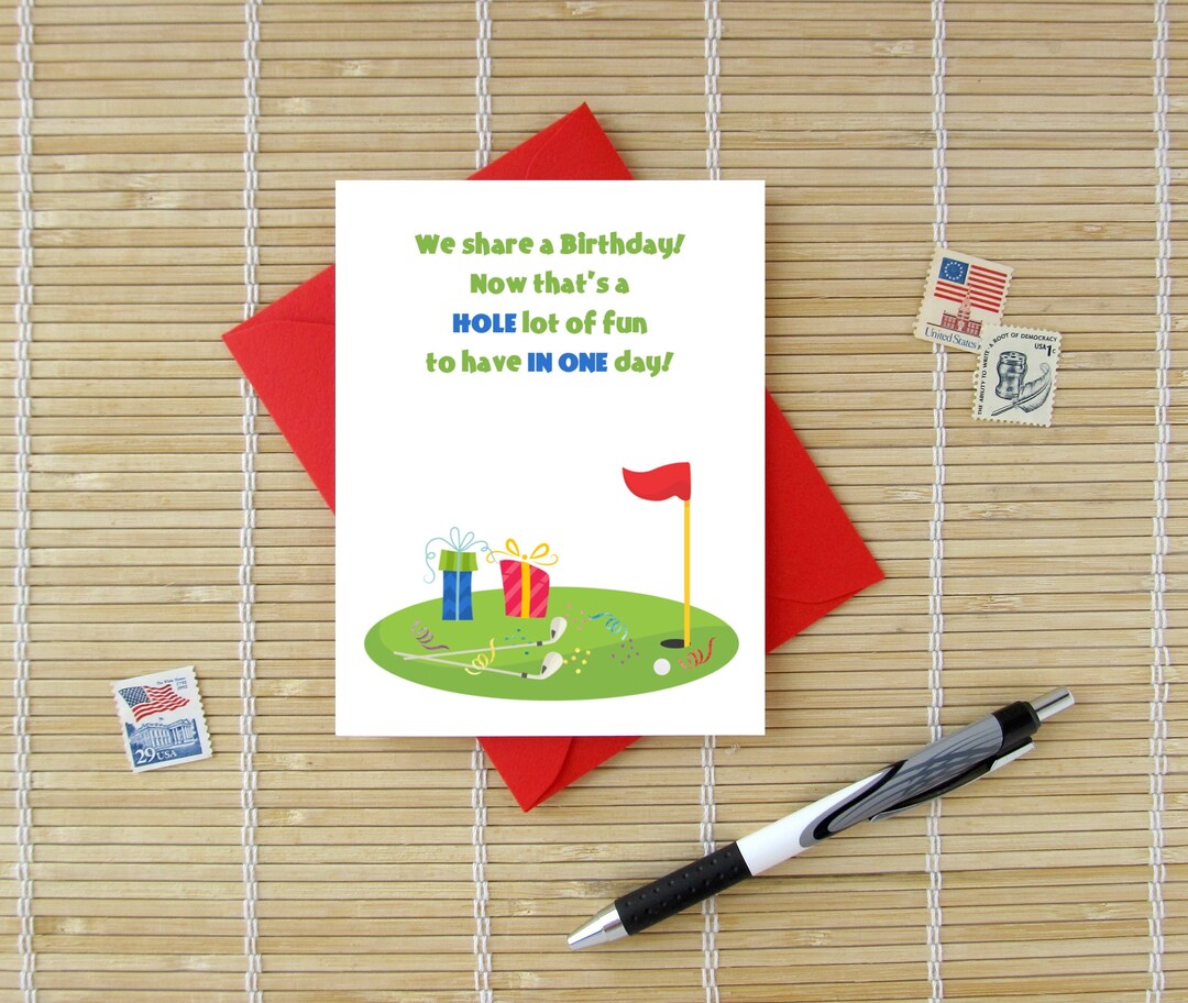 Shared Birthday Card for Golfer / A HOLE Lot of Fun IN ONE Day / Same ...