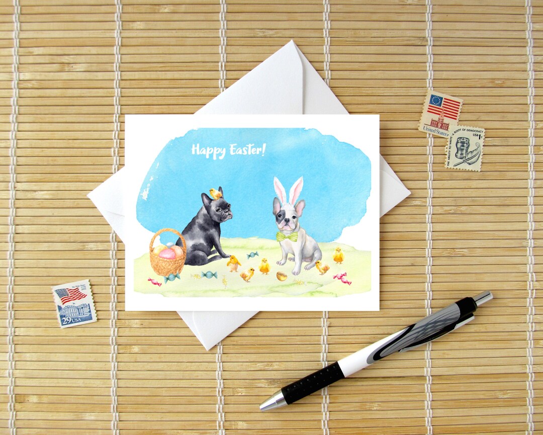 Frenchie Dogs and Baby Chicks / French Bulldog Happy Easter Hello ...