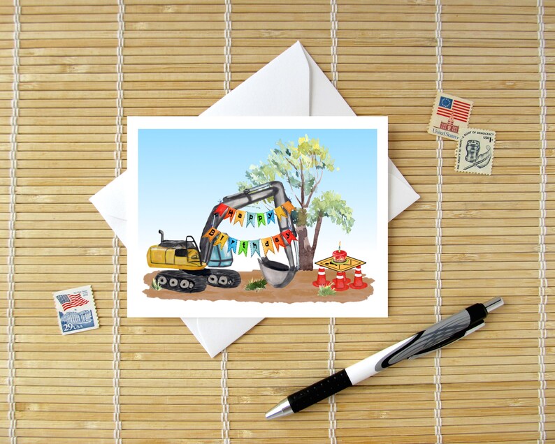 Happy Birthday / Funny Cute Construction Earth Mover Backhoe | Etsy