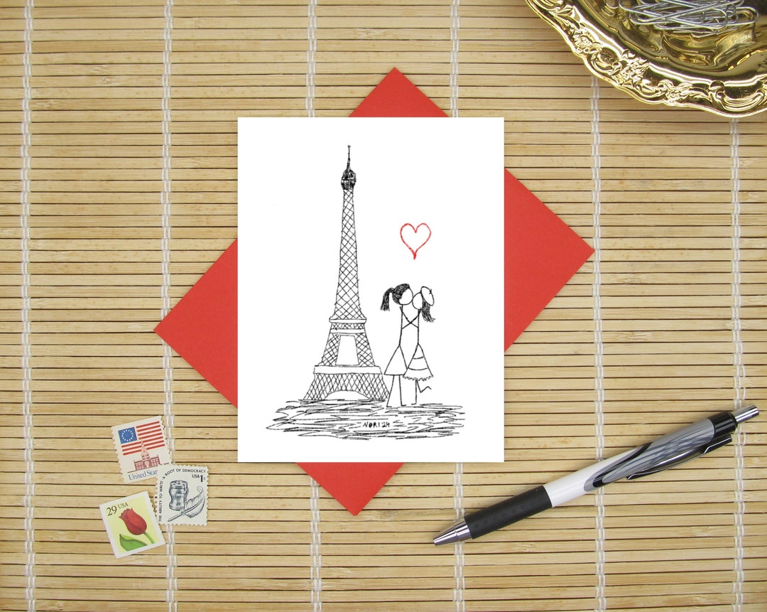 Canoodle Doodles No. 9 - Paris Eiffel Tower // Romantic Valentine ...