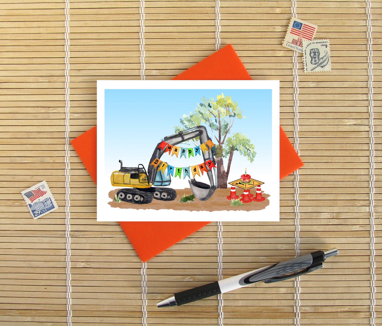 Happy Birthday / Funny Cute Construction Earth Mover Backhoe | Etsy