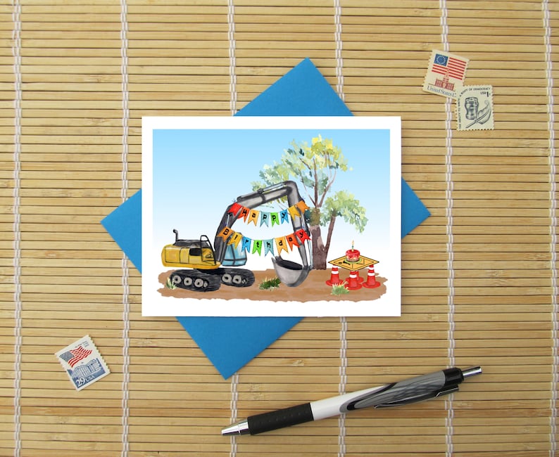 Happy Birthday / Funny Cute Construction Earth Mover Backhoe - Etsy
