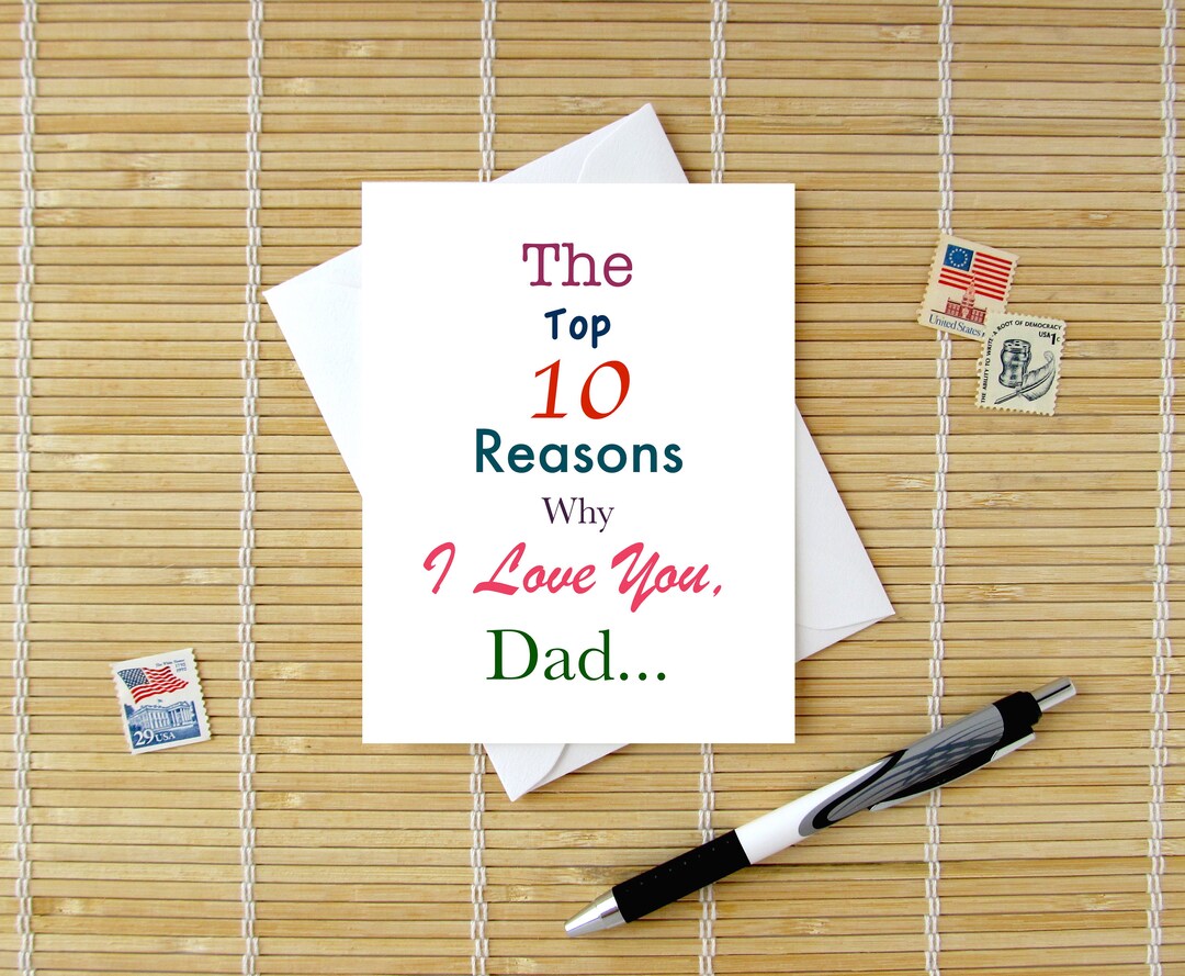 DAD Top 10 Reasons Why I Love You - Birthday, Fathers Day, Valentine ...