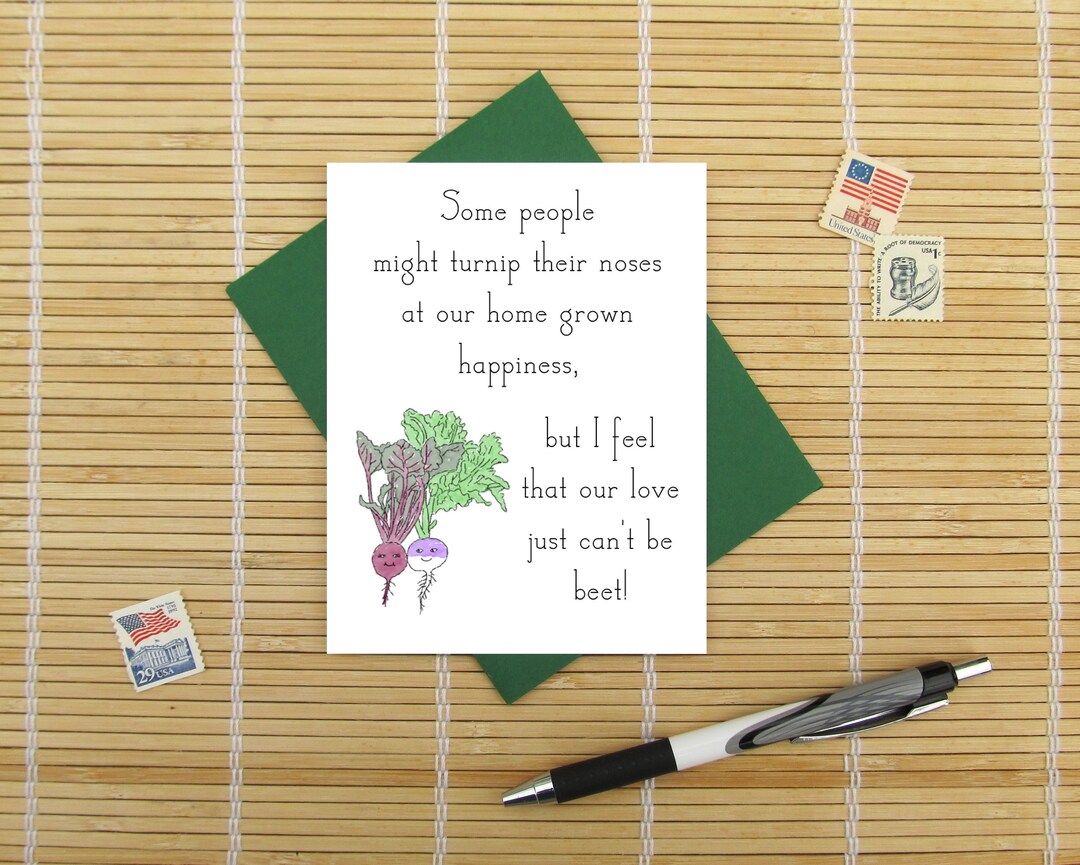 Our Love Can't Be Beet - Pun Veggie Love Card // Valentine, Anniversary ...