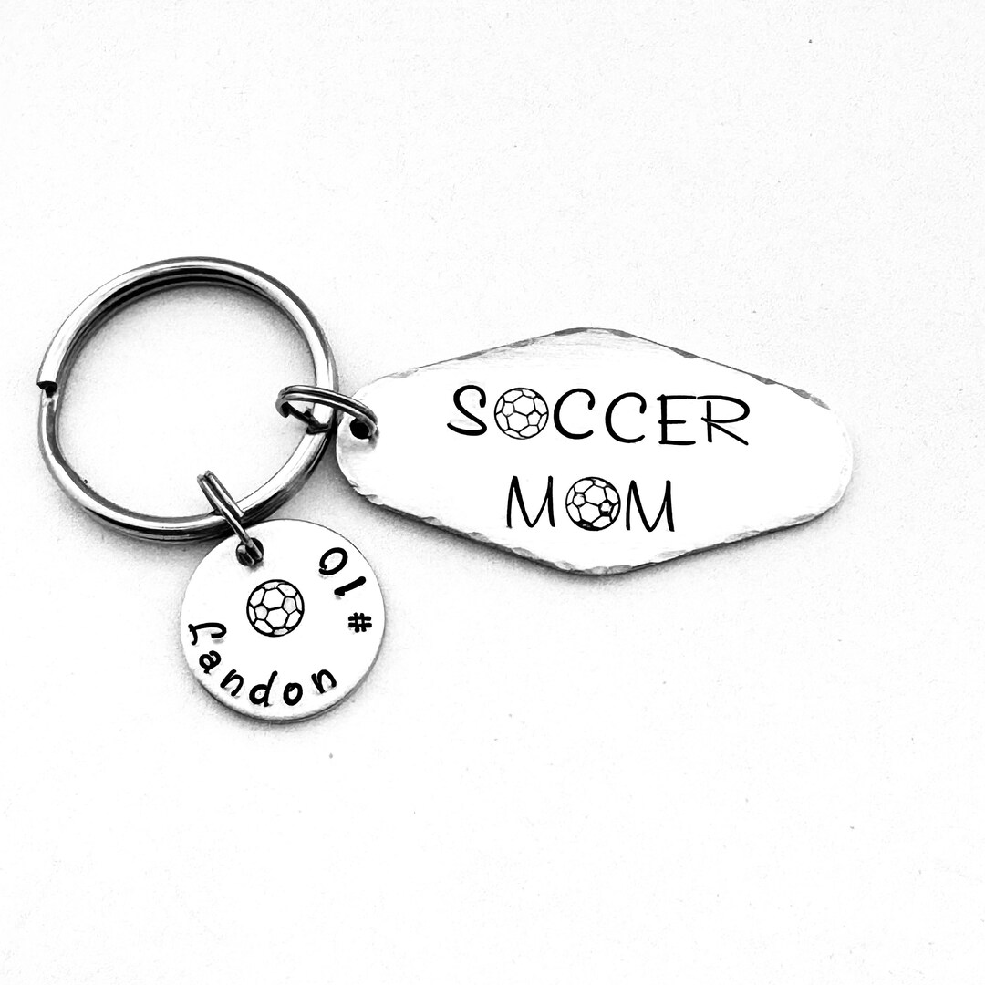 Soccer Mom, Personalized Hand Stamped Hotel Style Sports Keychain ...