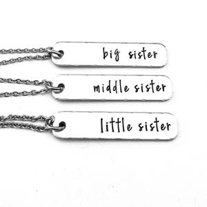 Big Sister, Middle Sister, Little Sister, Set of Three Hand Stamped ...