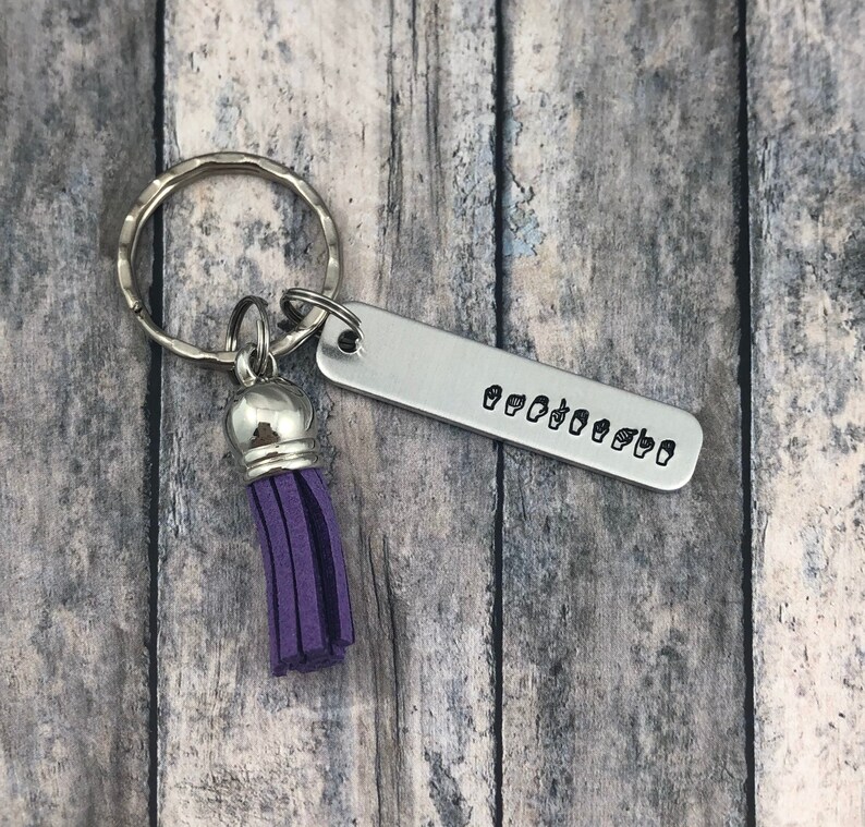 ASL Personalized Name Key Chain With Tassel Sign Language - Etsy