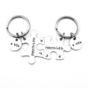 Roomies, Personalized Roommate Puzzle Piece Key Chain Set, Room Number ...