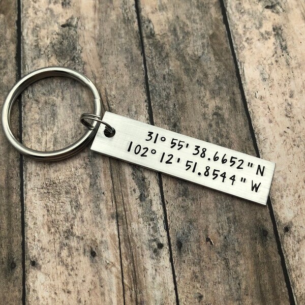 Coordinates Keychain - Etsy