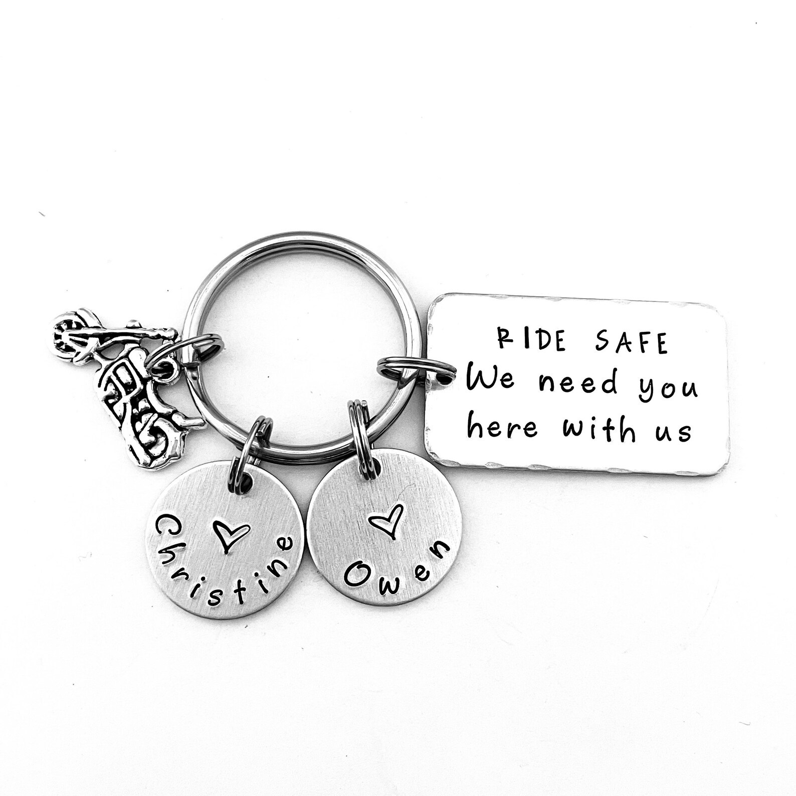 RIDE SAFE We Need You Here With Us Personalized Keychain Motorcycle Key ...