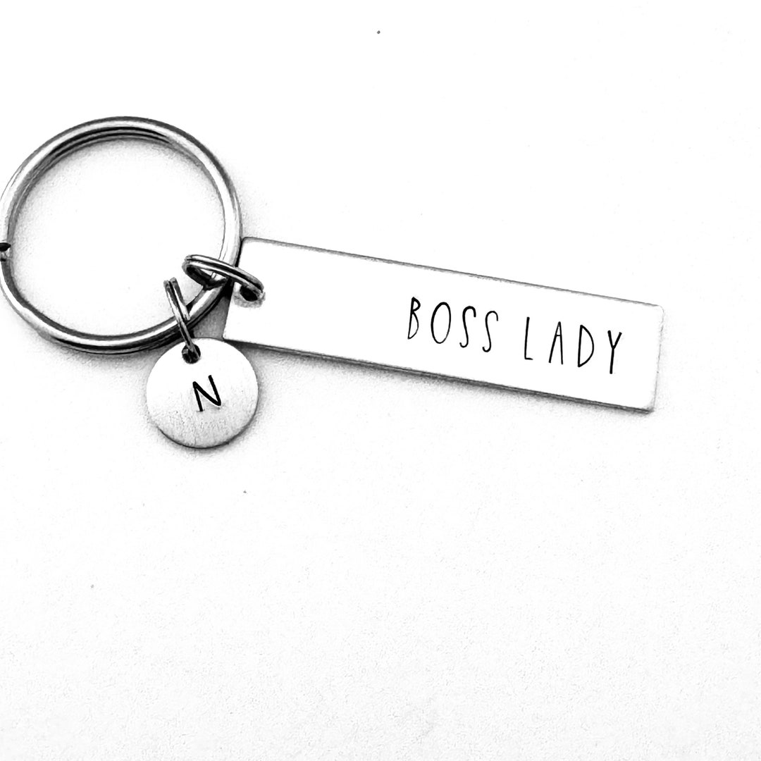 BOSS LADY Strong Women Personalized Initial Keychain Boss Lady Keychain ...