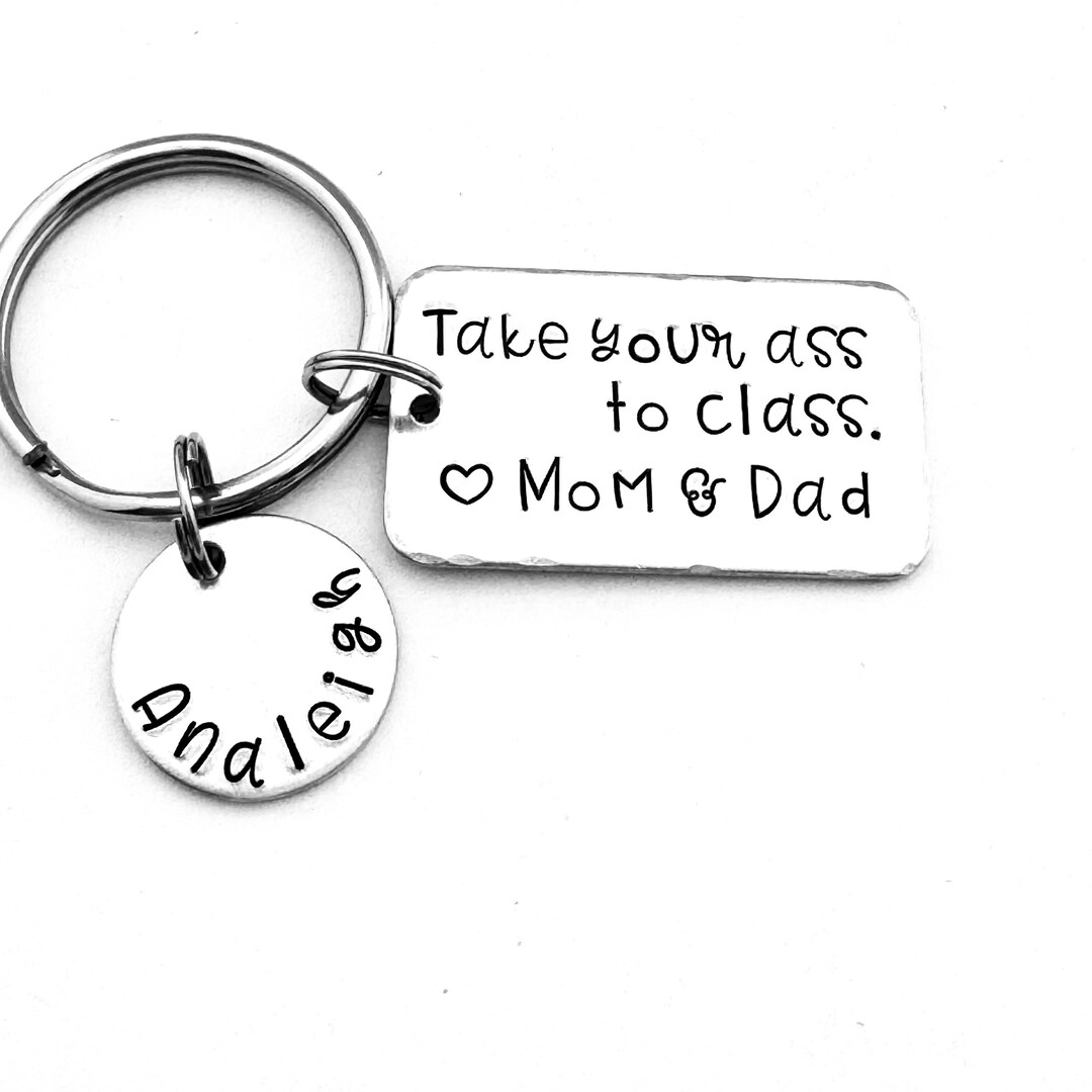 Emmenez vos fesses en cours. J'aime papa et maman, porte-clé ...