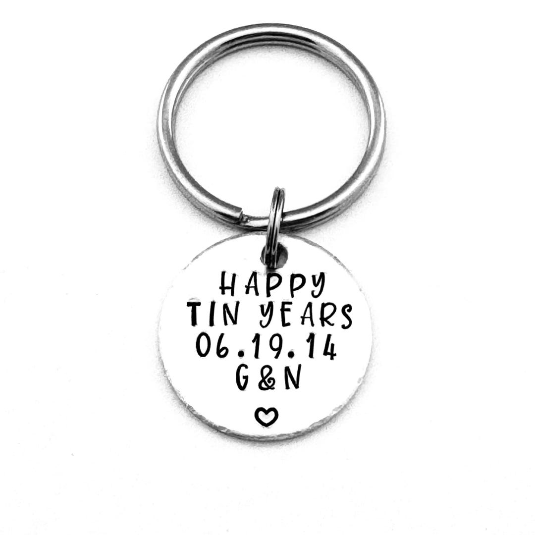 Happy Tin Years, Personalized 10th Anniversary Keychain - Etsy