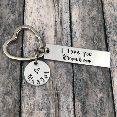 Personalized Hand Stamped Great Grandma Keychain. Gift for - Etsy