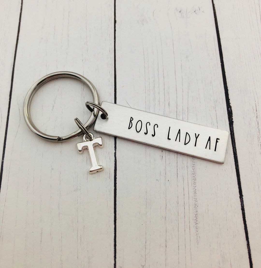 BOSS LADY AF Strong Women Personalized Initial Keychain Boss Lady ...