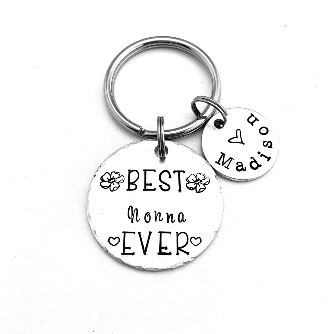 BEST Nonna EVER, Personalized Hand Stamped Keychain for Nonna, Nonna ...