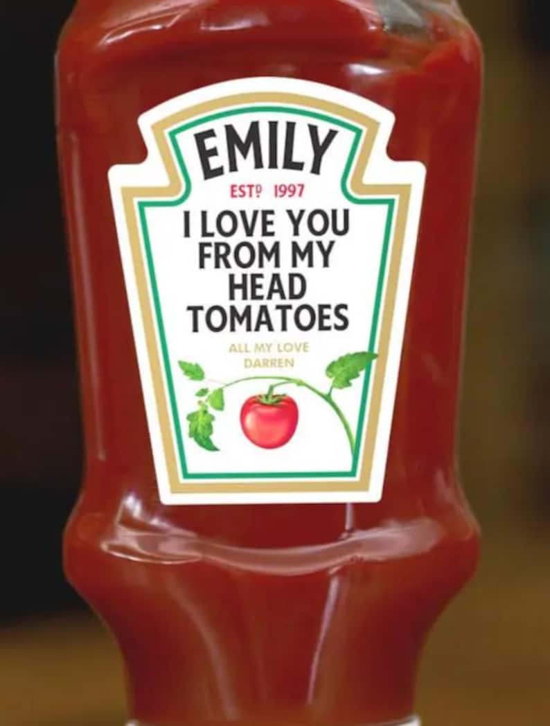 Personalized Ketchup Label Sticker | Custom Funny Novelty Gift (3.2" X ...