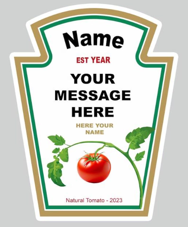 Personalized Ketchup Label Sticker | Custom Funny Novelty Gift (3.2" X ...