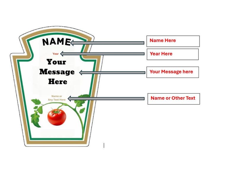 Personalized Ketchup Label Sticker | Custom Funny Novelty Gift (3.2" X ...