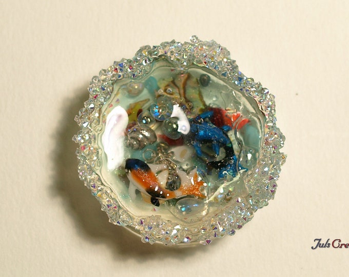 Teeny Tiny Fish Art Resin Fish Pond Display, Clear, Top View, Miniature ...