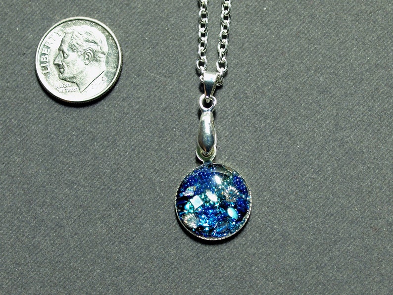 Sea Shells Blue Resin Pendant Necklace, Silver Chain - Etsy
