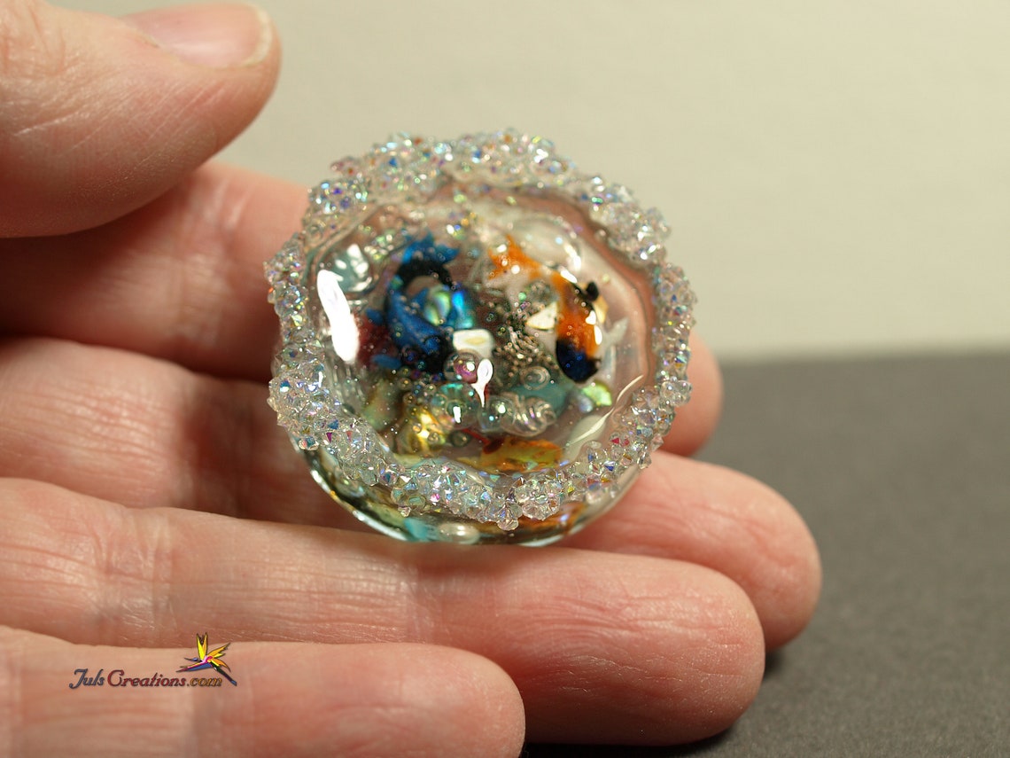 Teeny Tiny Fish Art Resin Fish Pond Display Clear Top View | Etsy