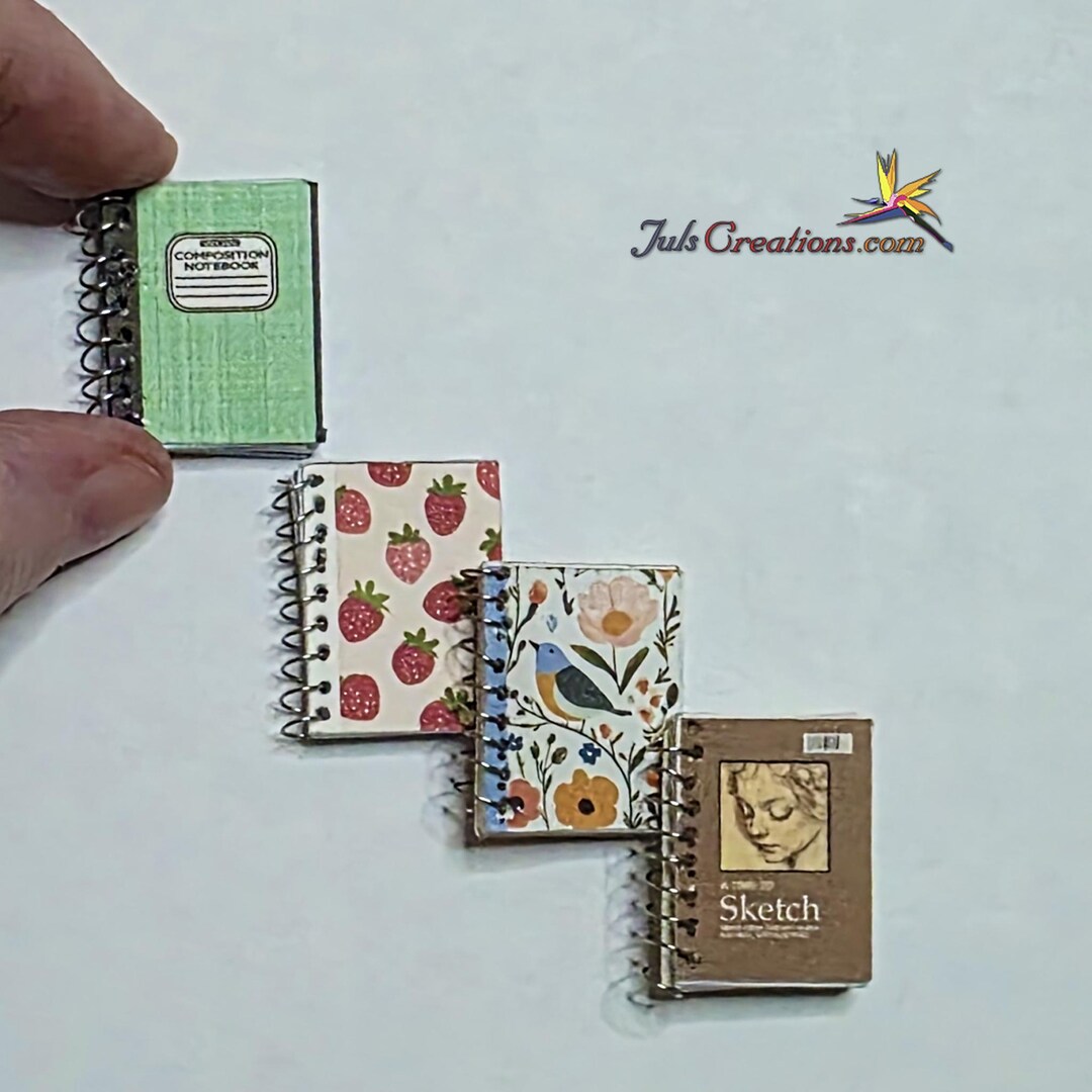 1:12 Four Tiny Miniature Spiral Notebooks Set (GROUP D) – Dollhouse ...