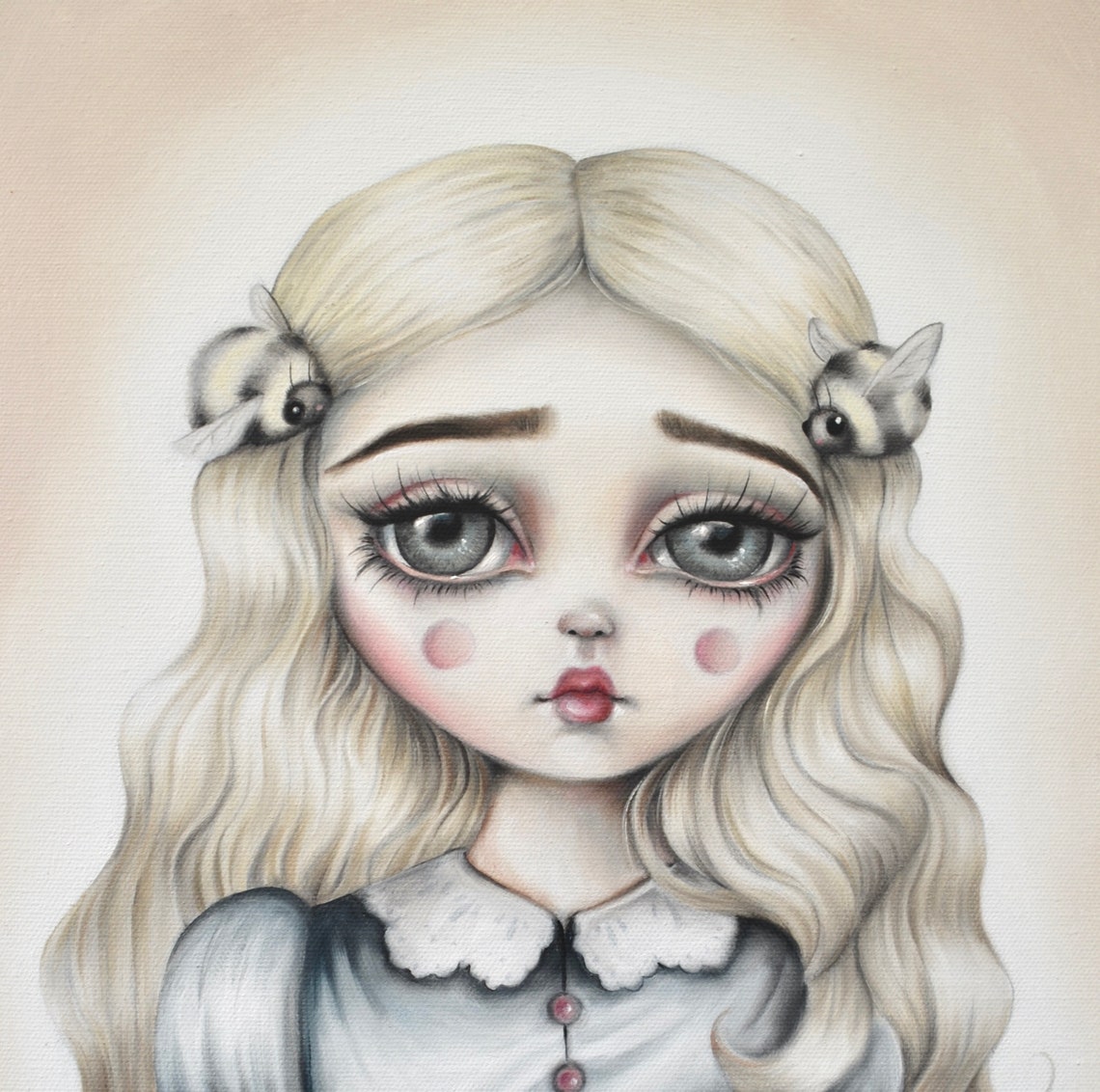 Cottage Core Big Eyes Art Bumblebee 'bee Mine' - Etsy