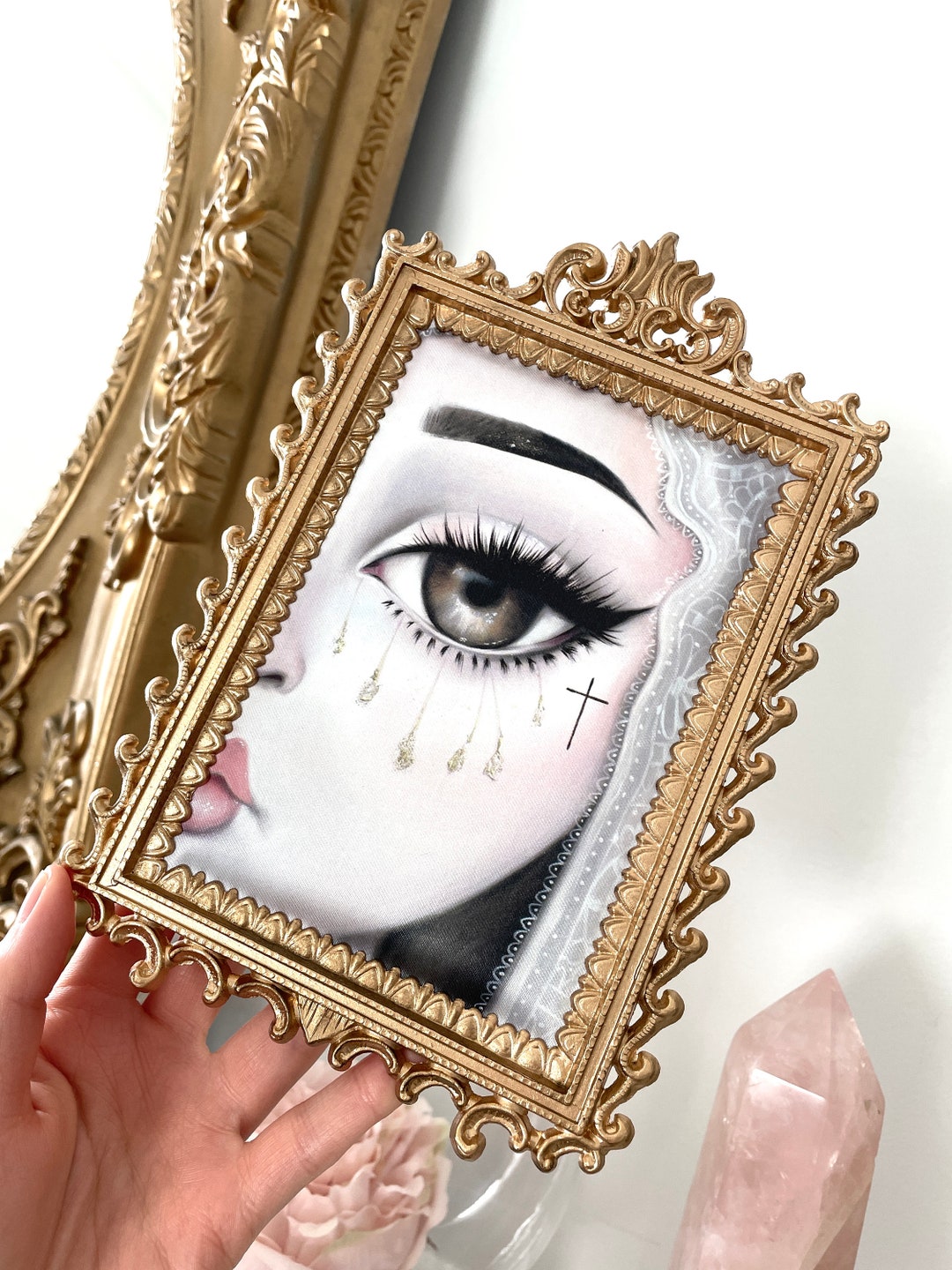 Dreamy Virgin Tears Virgin Mary Print Framed Vintage Etsy