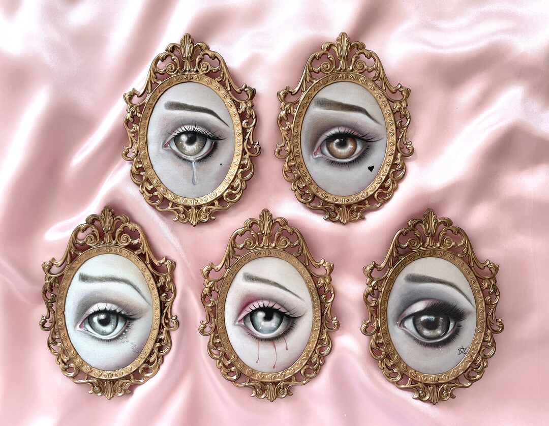 Victorian Art, Vintage Lovers Eye, Miniature Art 'the Heart Eye' Framed ...