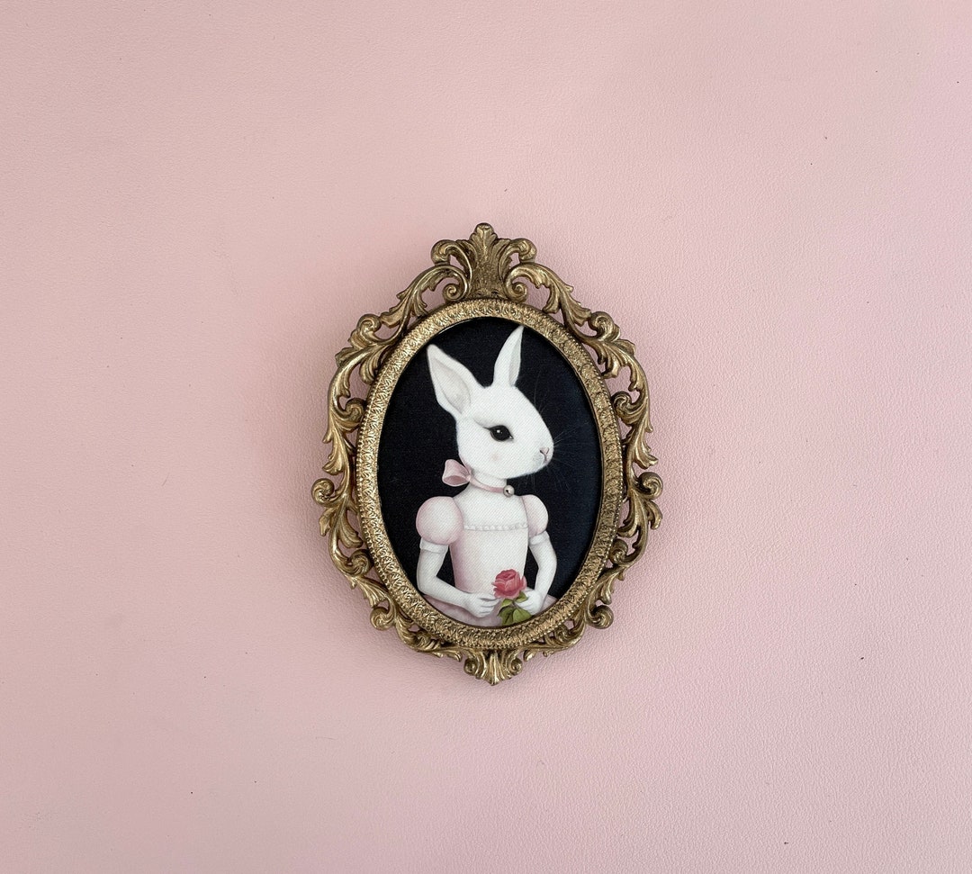 Victorian Easter Bunny 'miss Bunny' - Framed Vintage Silk Print Vintage ...