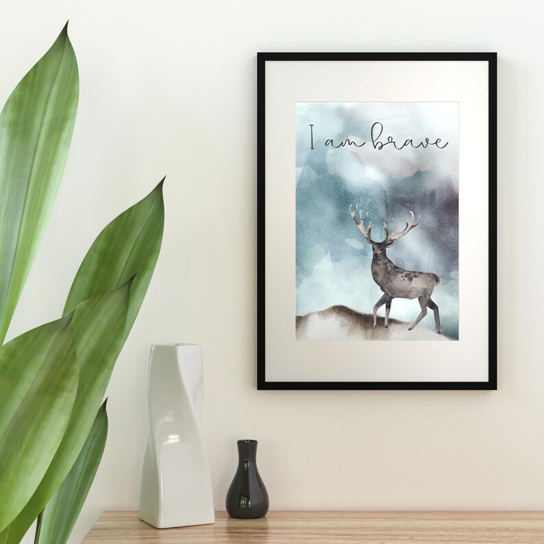 I Am Brave Affirmation Poster, Affirmation Print, Motivational Wall Art ...