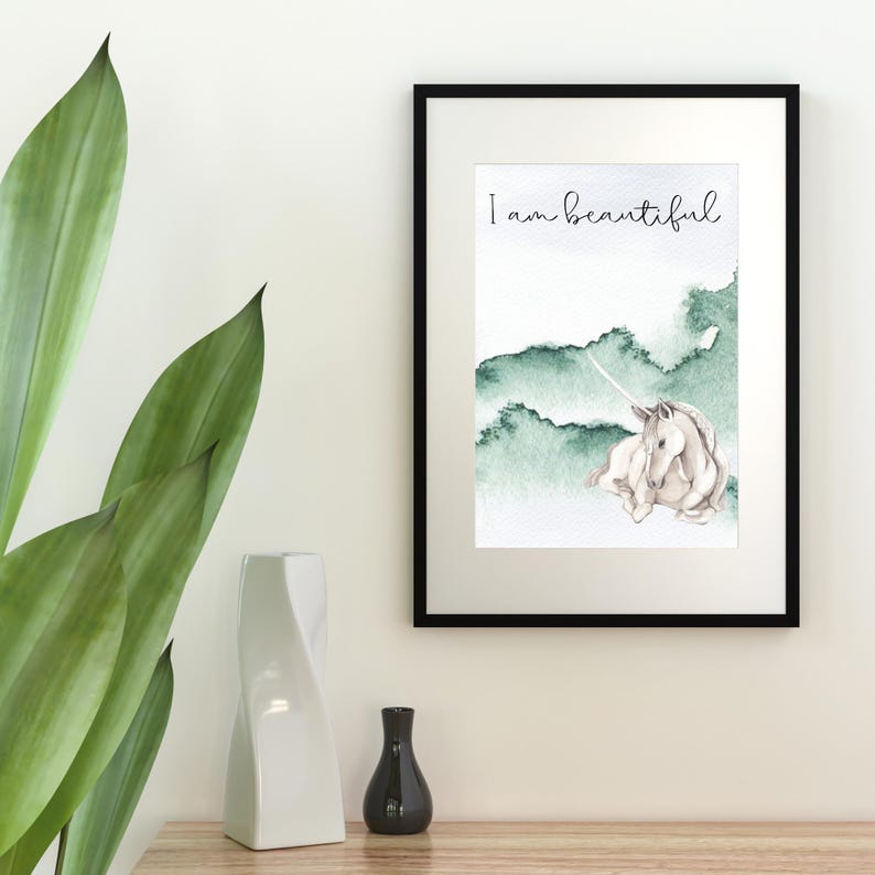I Am Beautiful Affirmation Poster, Affirmation Print, Motivational Wall ...