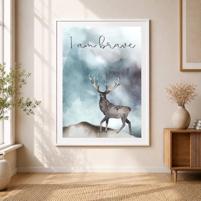 I Am Brave Affirmation Poster, Affirmation Print, Motivational Wall Art ...