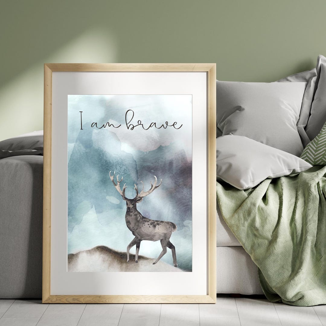 I Am Brave Affirmation Poster, Affirmation Print, Motivational Wall Art ...