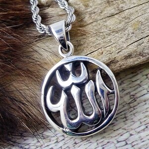 Allah Pendant Sterling Silver Muslim - Etsy