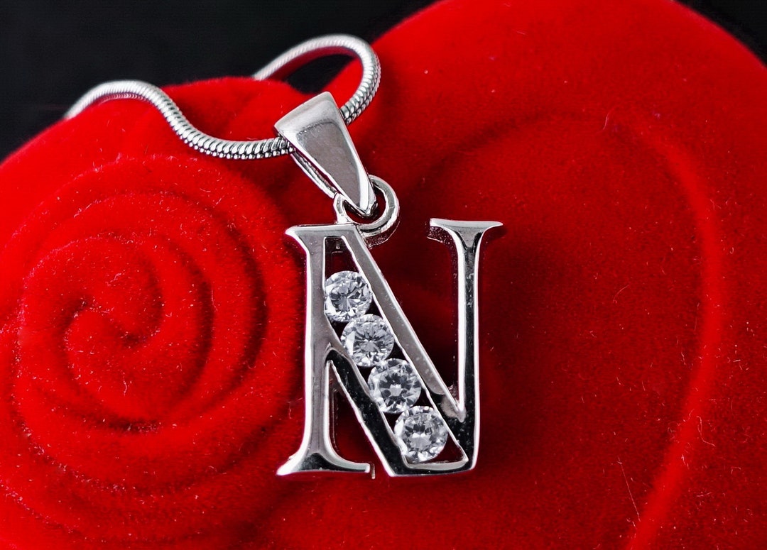 Silver Initial Letter N Necklace 925 Sterling Gift for Her - Etsy