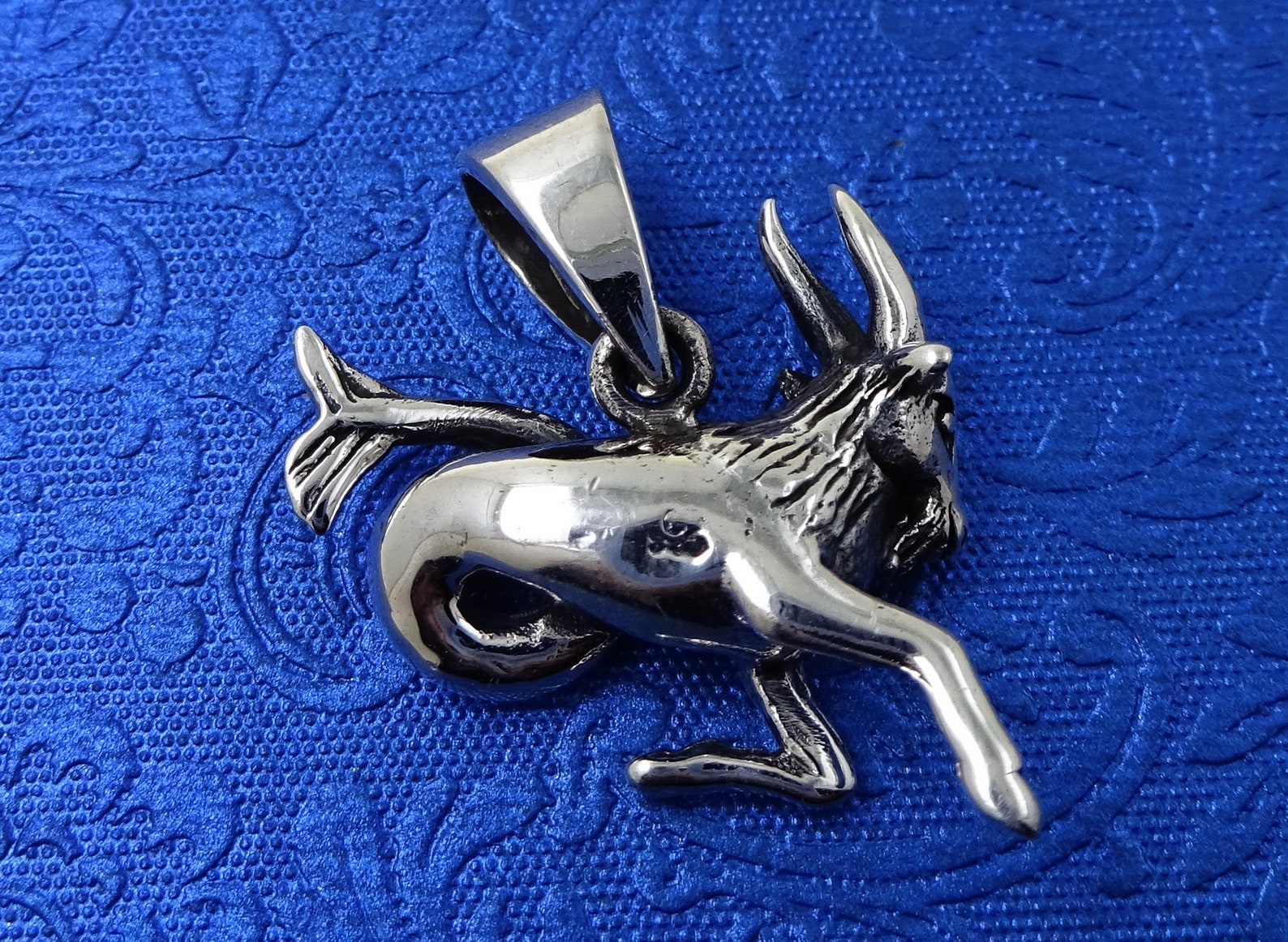 Capricorn Zodiac Pendant Sea-goat Sign 925 Silver | Etsy