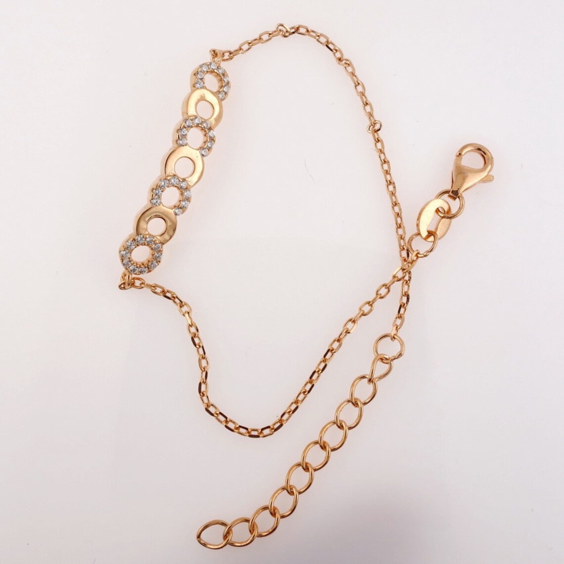 Infinity Bracelet Anklet 925 Siver Sparkling CZ Rose Gold - Etsy