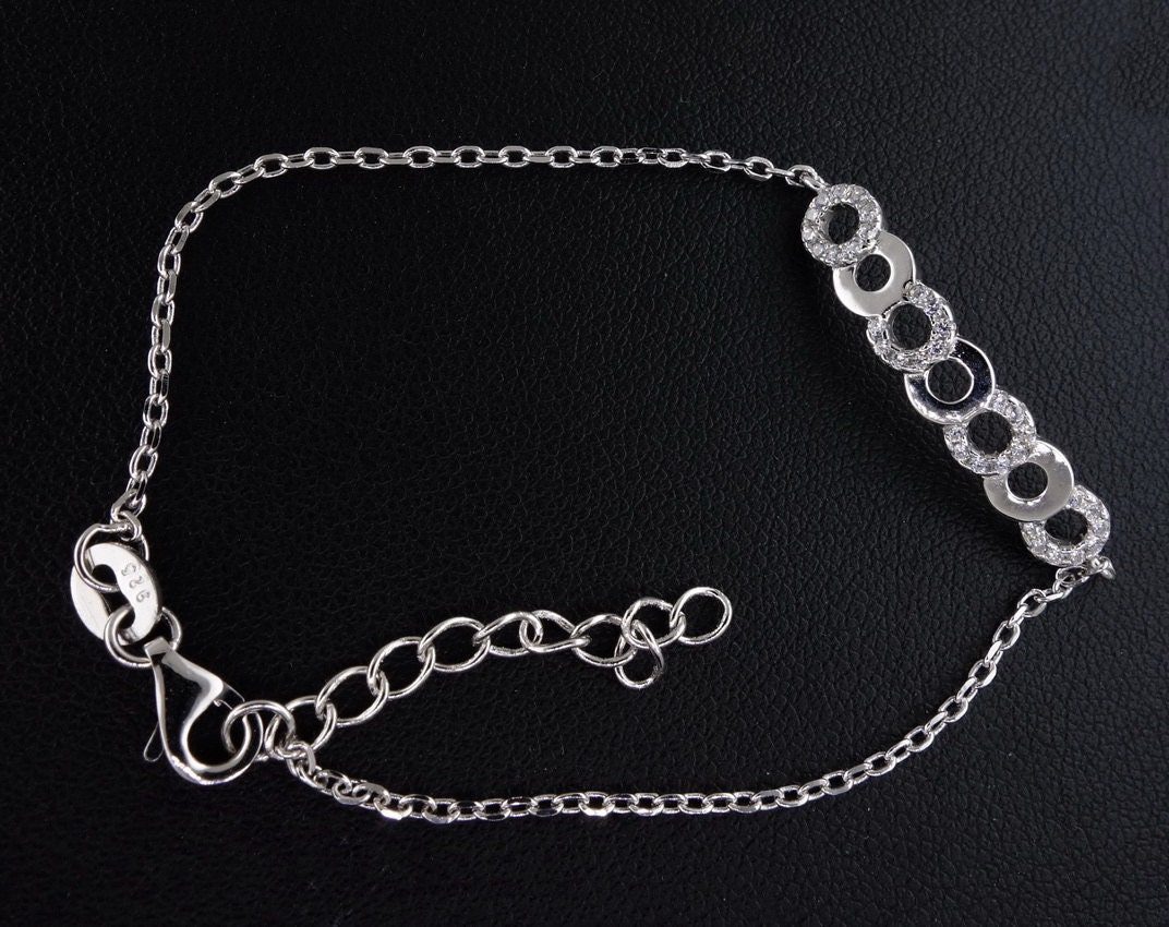Infinity Bracelet Anklet 925 Silver Sparkling CZ 24K Platinum - Etsy