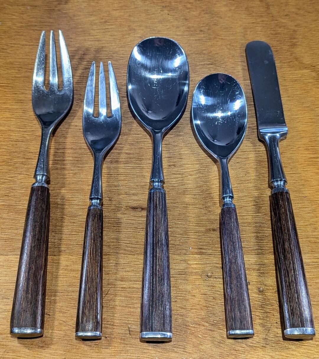 Dansk Wood Accent Stainless Steel Flatware Replacement Pieces...1980's ...