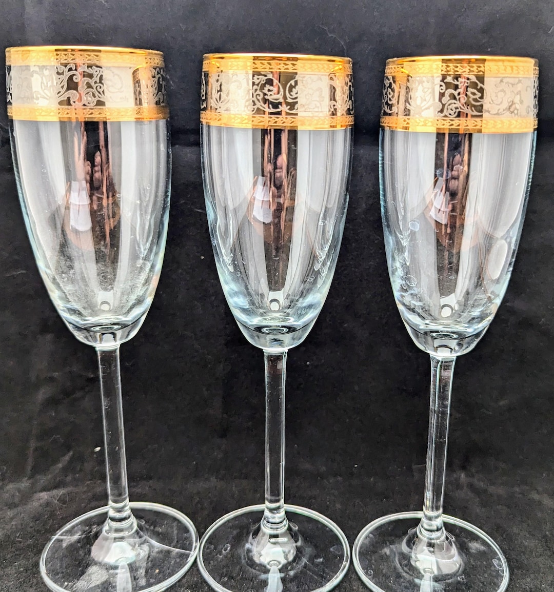 Baroque Italian 24k Gold and Platinum Crystal Champagne Flutes. - Etsy