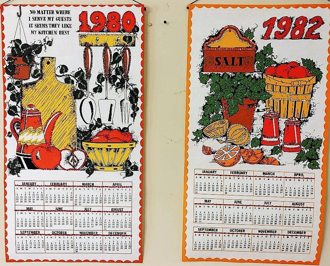 Calendar...vintage Lot of Felt Material Calendars With Sequence...birds ...