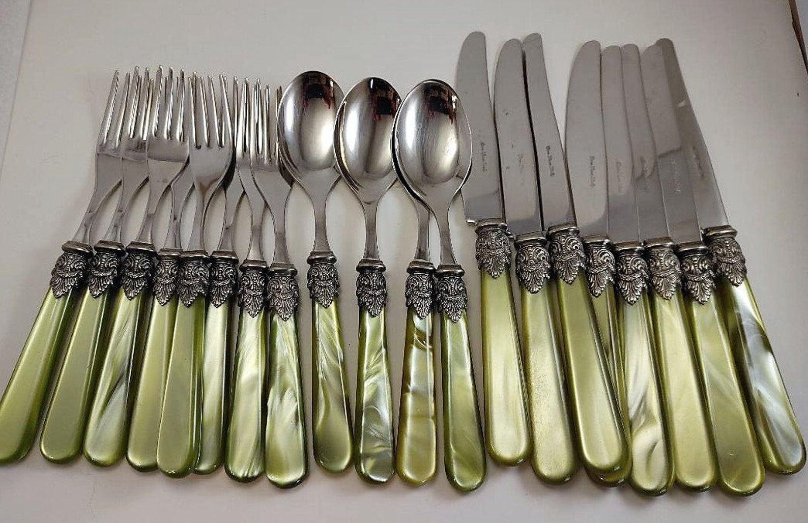 Eme Stainless Steel Napoleon Flatware Pearl Green...Italy | Etsy