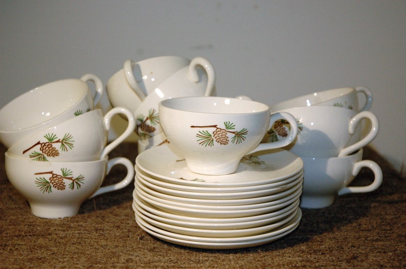 Vintage Stetson Dinnerware Cup and Saucer...misty Pine Pattern...mid ...