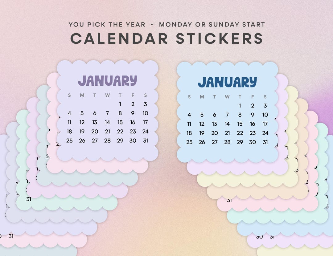 Month Calendar Stickers | Mini Month Calendar Stickers for Journals ...