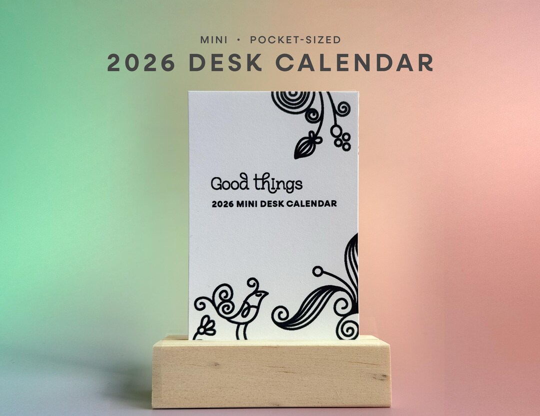 2026 Mini Desk Calendar - Moody Swirls | Colorful Desk Calendar, Sunday ...