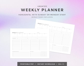 Minimalist Weekly Planner Printable – Undated Weekly Blueprint PDF With ...
